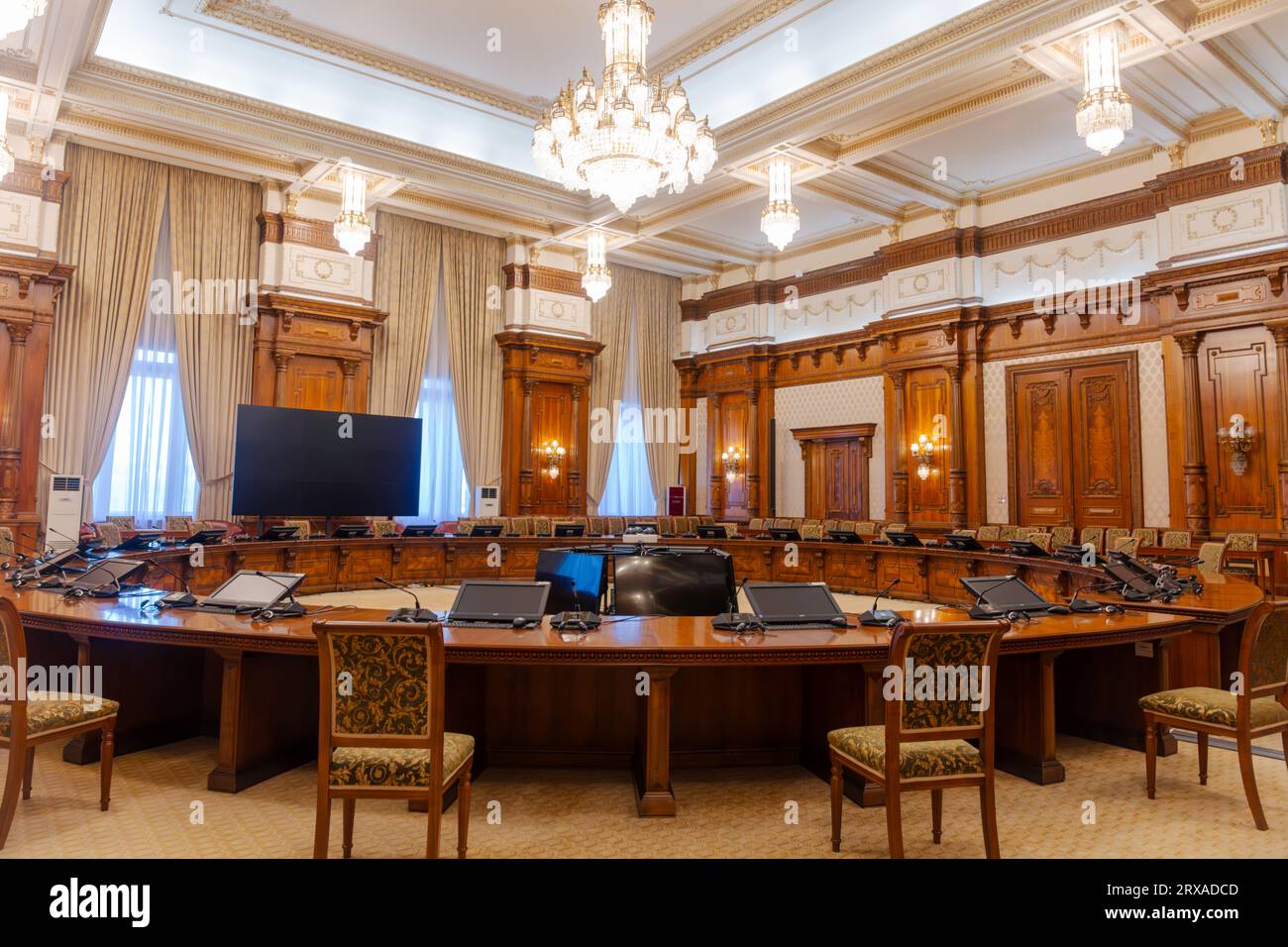 Bucharest palace of parliament interior hi-res stock photography and ...