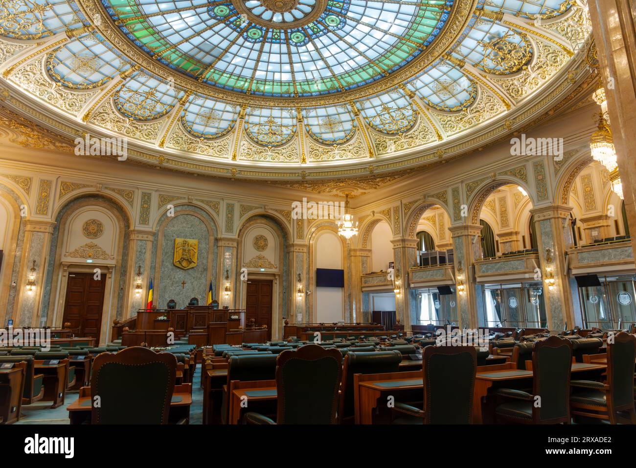 Bucharest palace of parliament interior hi-res stock photography and ...