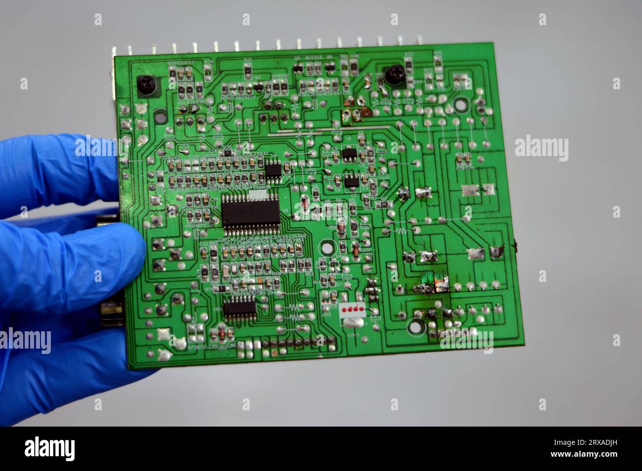 Cairo, Egypt, September 19 2023: Electronic board of a car subwoofer ...