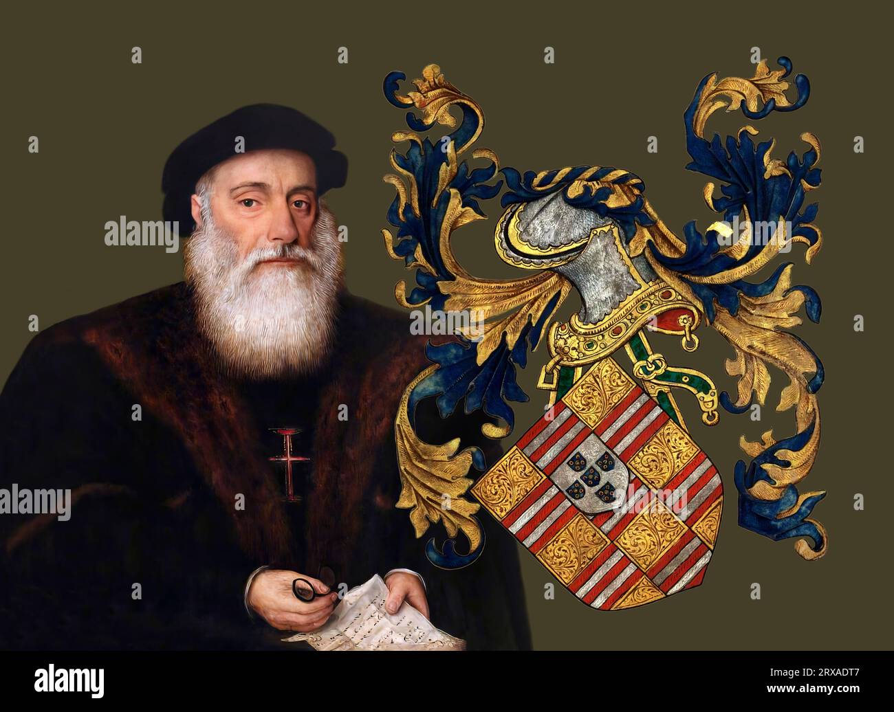 Coat of arms and portrait of Vasco da Gama, c. 1460s – 1524, Portuguese ...