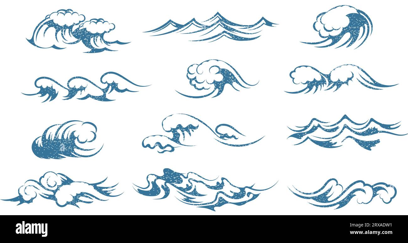 Ocean cartoon grunge waves Stock Vector Image & Art - Alamy