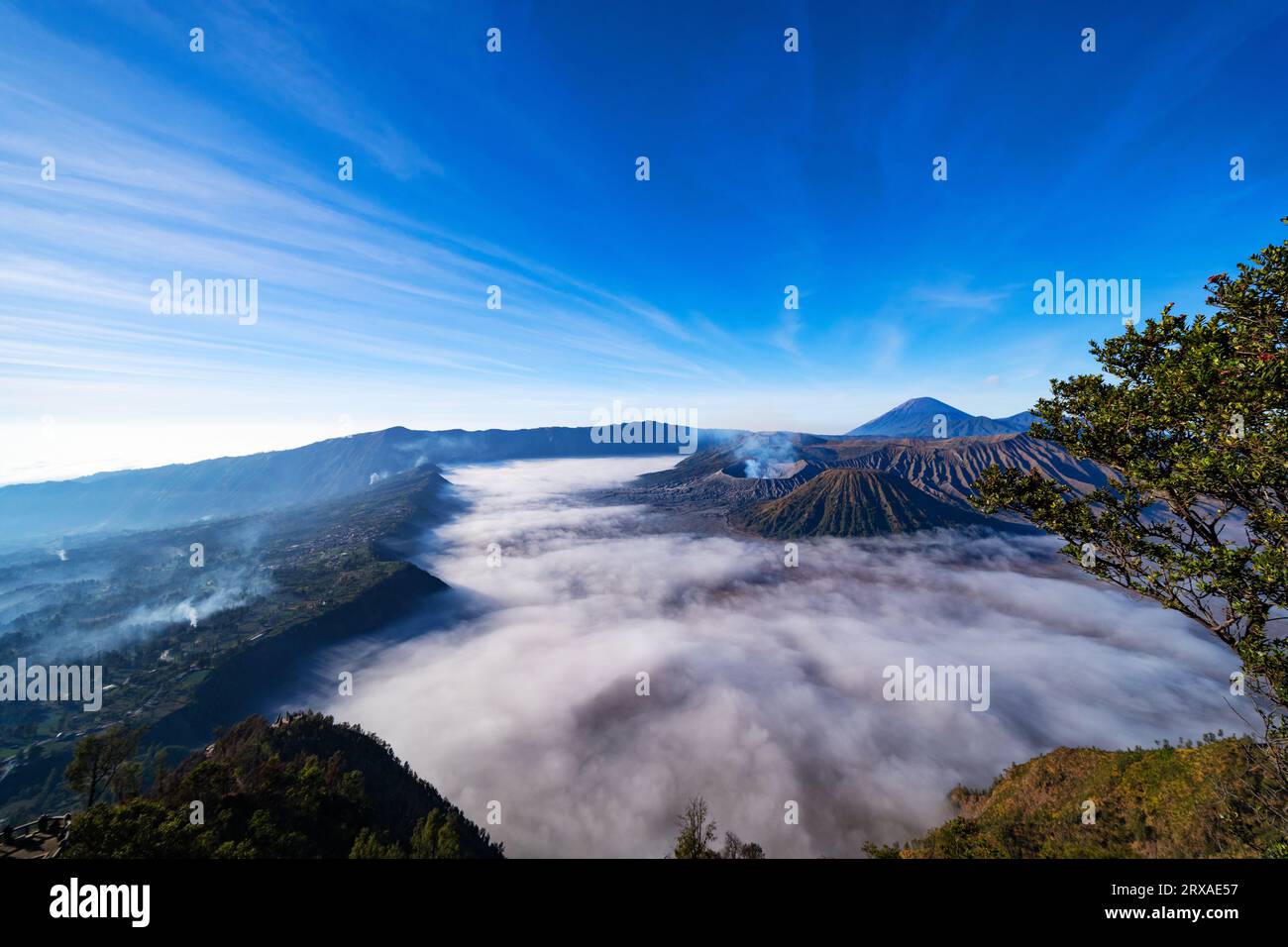Amazing Mount Bromo volcano during sunrise from king kong viewpoint on Mountain Penanjakan in ...