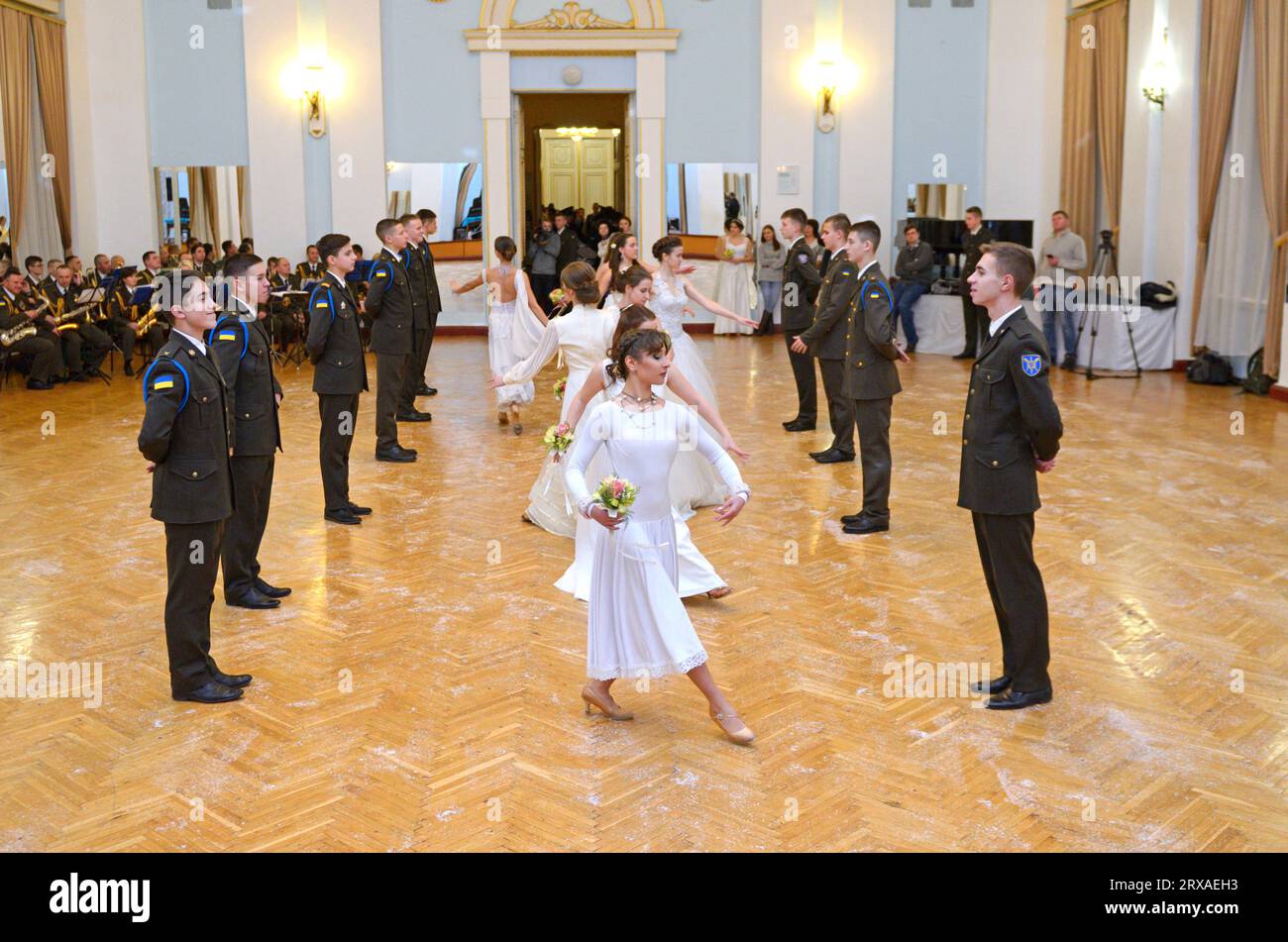Girls and boys in military uniform, graduates of Ivan Bogun military ...