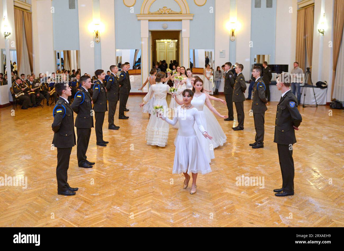 Girls and boys in military uniform, graduates of Ivan Bogun military ...