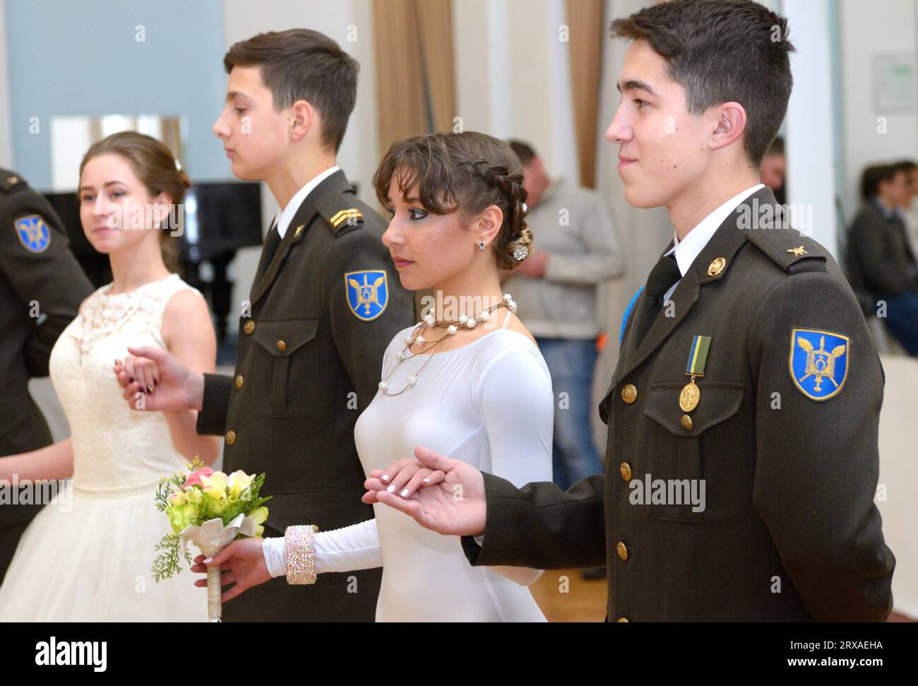 Girls and boys in military uniform, graduates of Ivan Bogun military ...