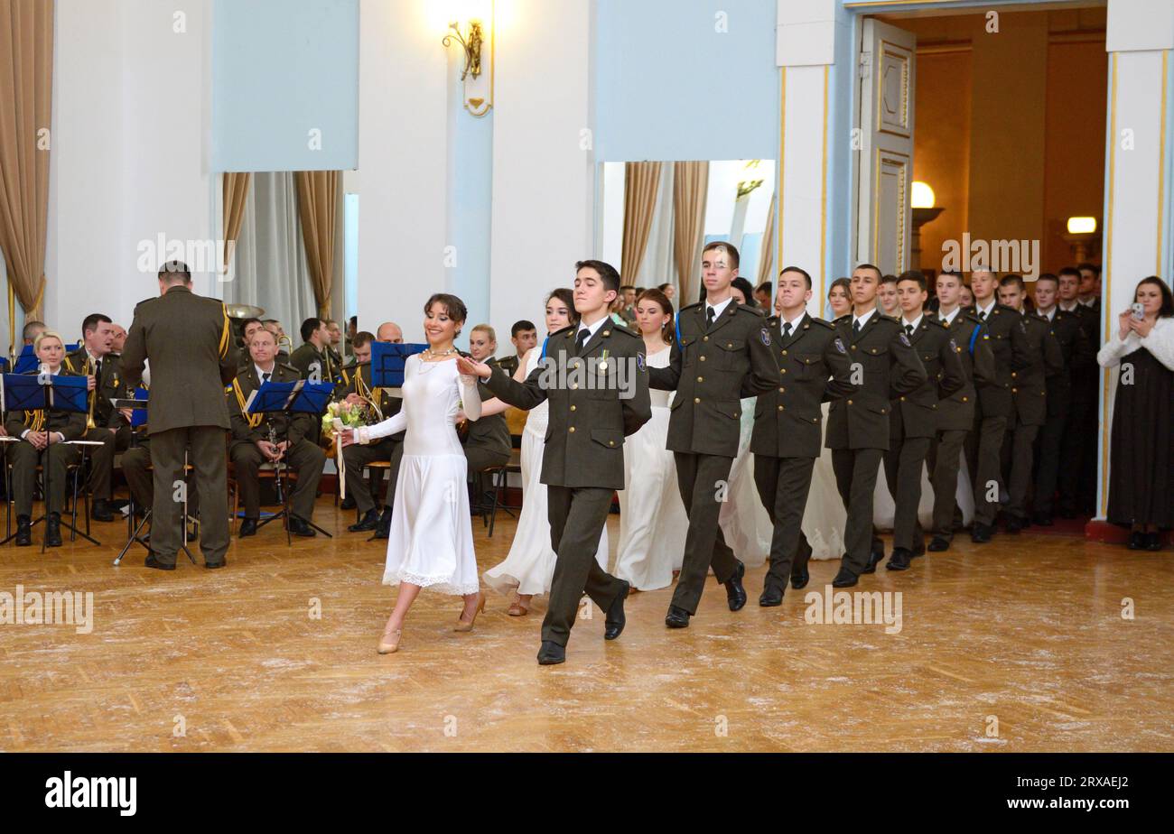 Girls and boys in military uniform, graduates of Ivan Bogun military ...
