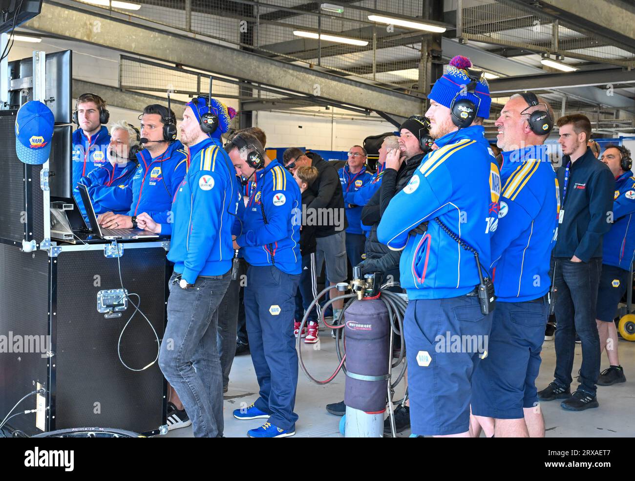 Silverstone, UK. 23rd Sep, 2023. Team NAPA watch the screens in the ...