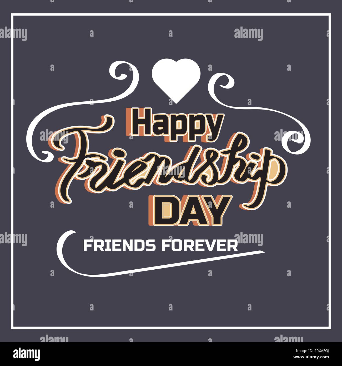 happy friendship day hand drawn calligraphy with heart,social media ...