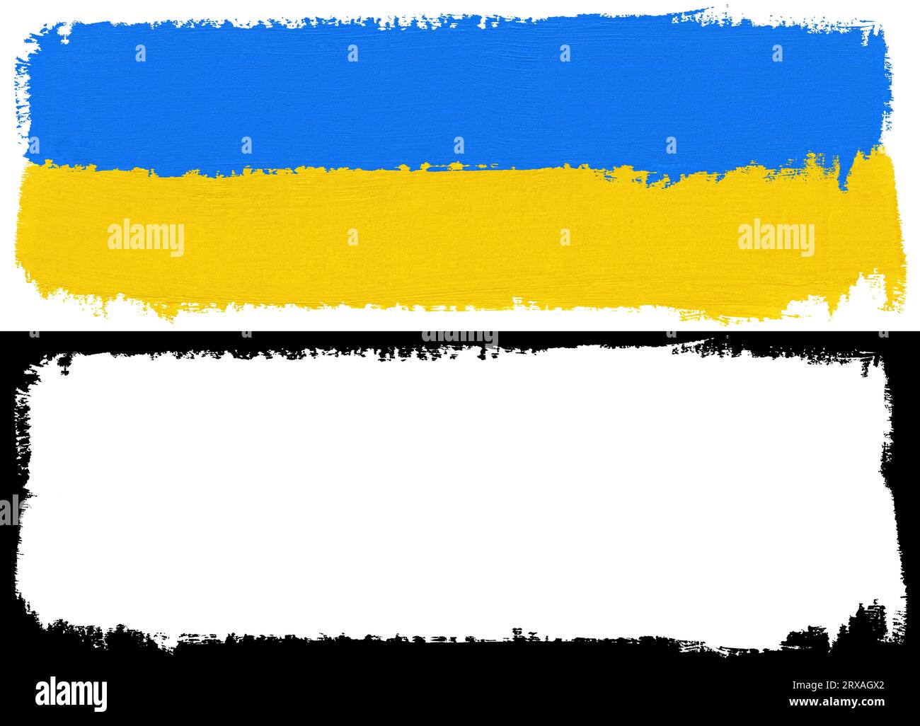 Flag of Ukraine paint brush stroke texture isolated on white background ...