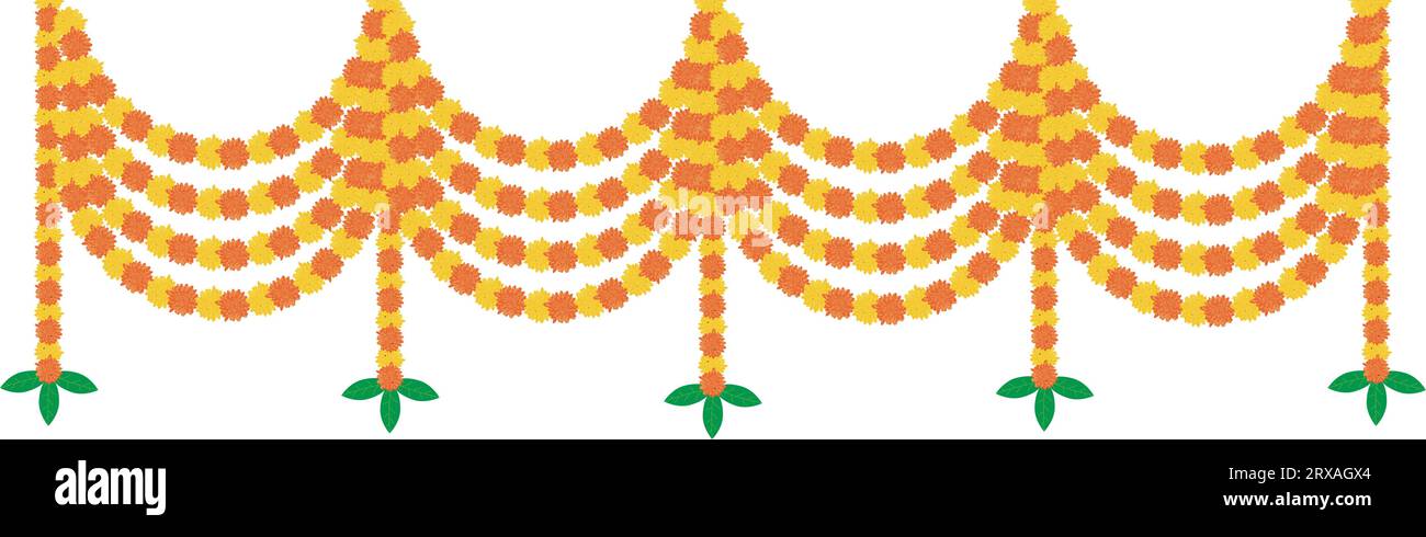 Traditional indian marigold floral garland vector,wedding and festival ...