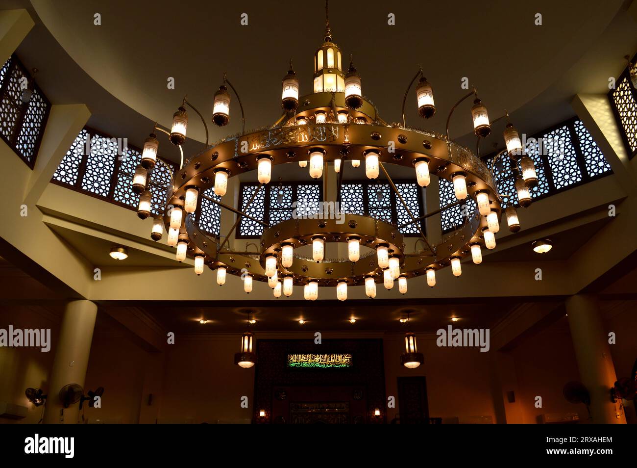 Cairo, Egypt, September 17 2023: The interior of a grand large mosque ...