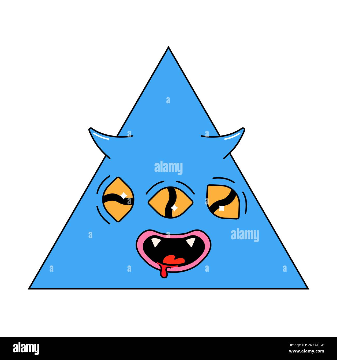 Geometric Groovy Psychedelic Character Triangle Vector Illustration