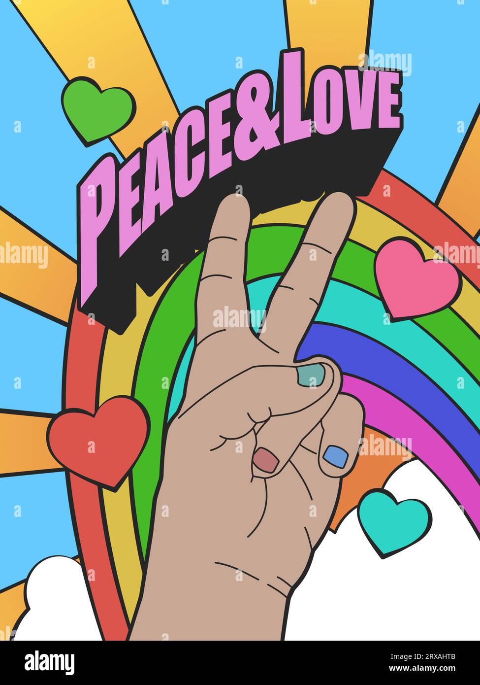 Poster for events and parties with the hand gesture of peace and love ...