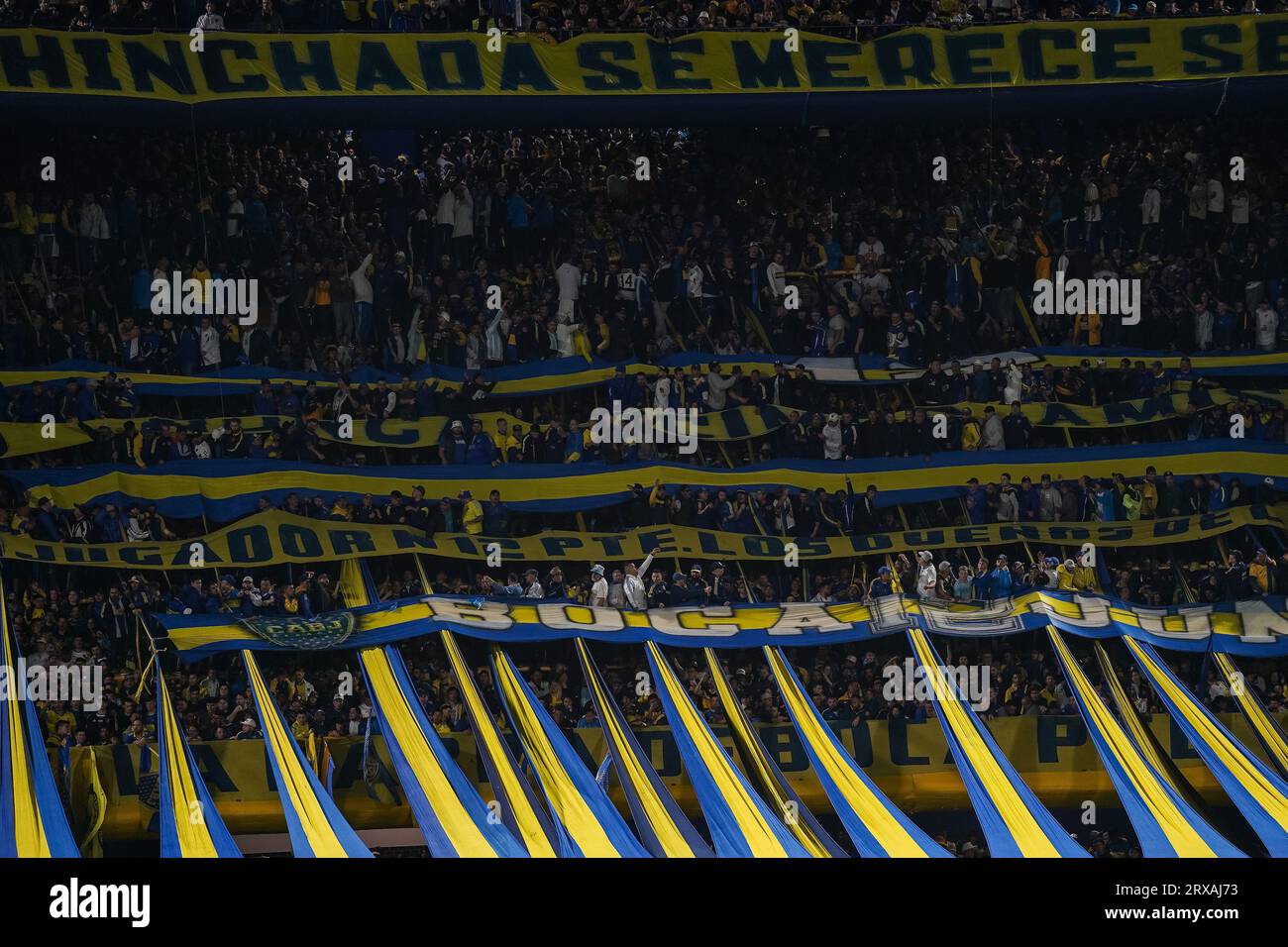 Buenos Aires, Argentina. 23rd Sep, 2023. Boca Juniors fans, La 12 on ...