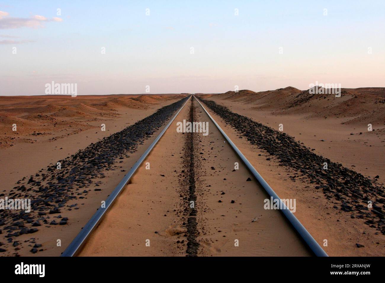 Rails in the desert southwest of Cairo, Egypt Stock Photo - Alamy