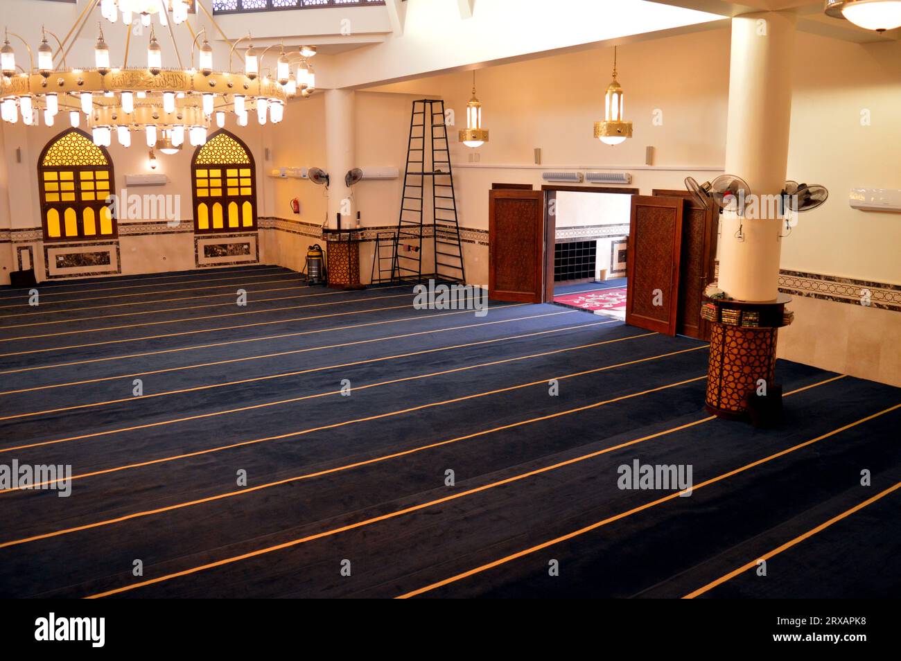Cairo, Egypt, September 17 2023: The interior of a grand large mosque ...