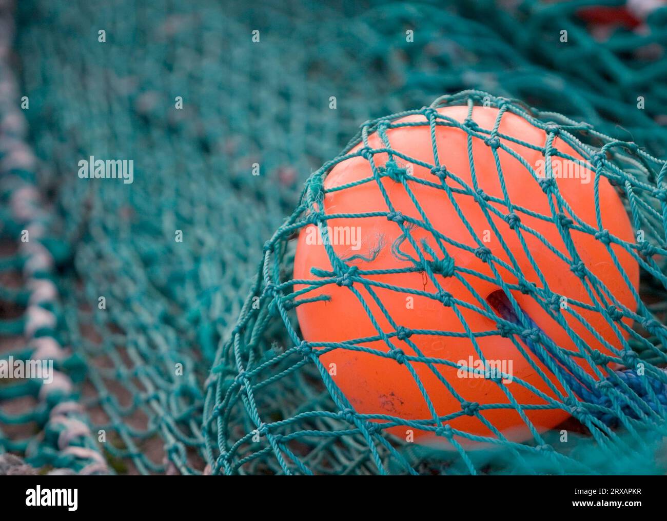 Green fishing net with float Stock Photo - Alamy