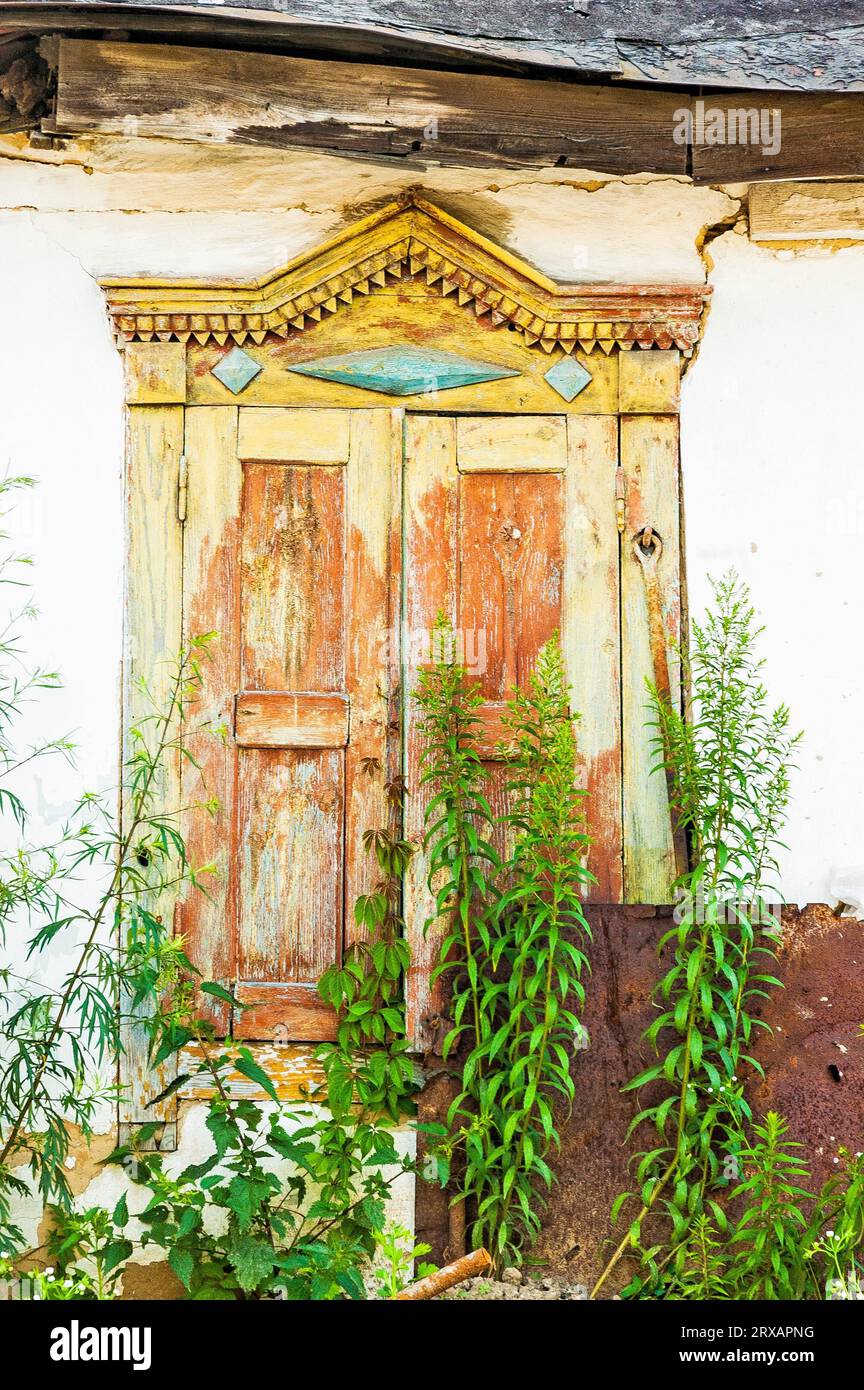 Old typical wooden ukrainian window in Kiev Stock Photo - Alamy