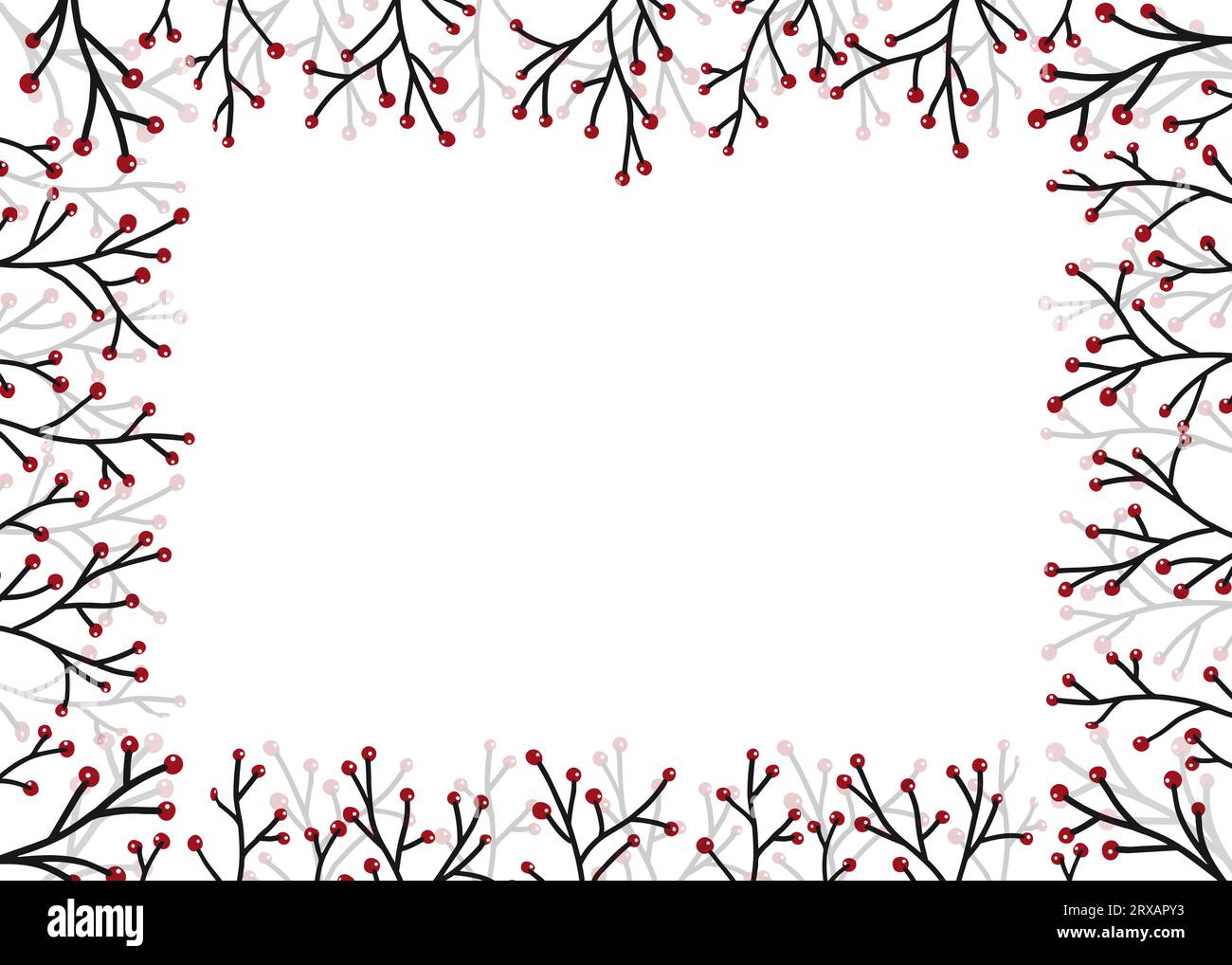 Winter berry branch wreath for card or invitations, scrapbook in ...