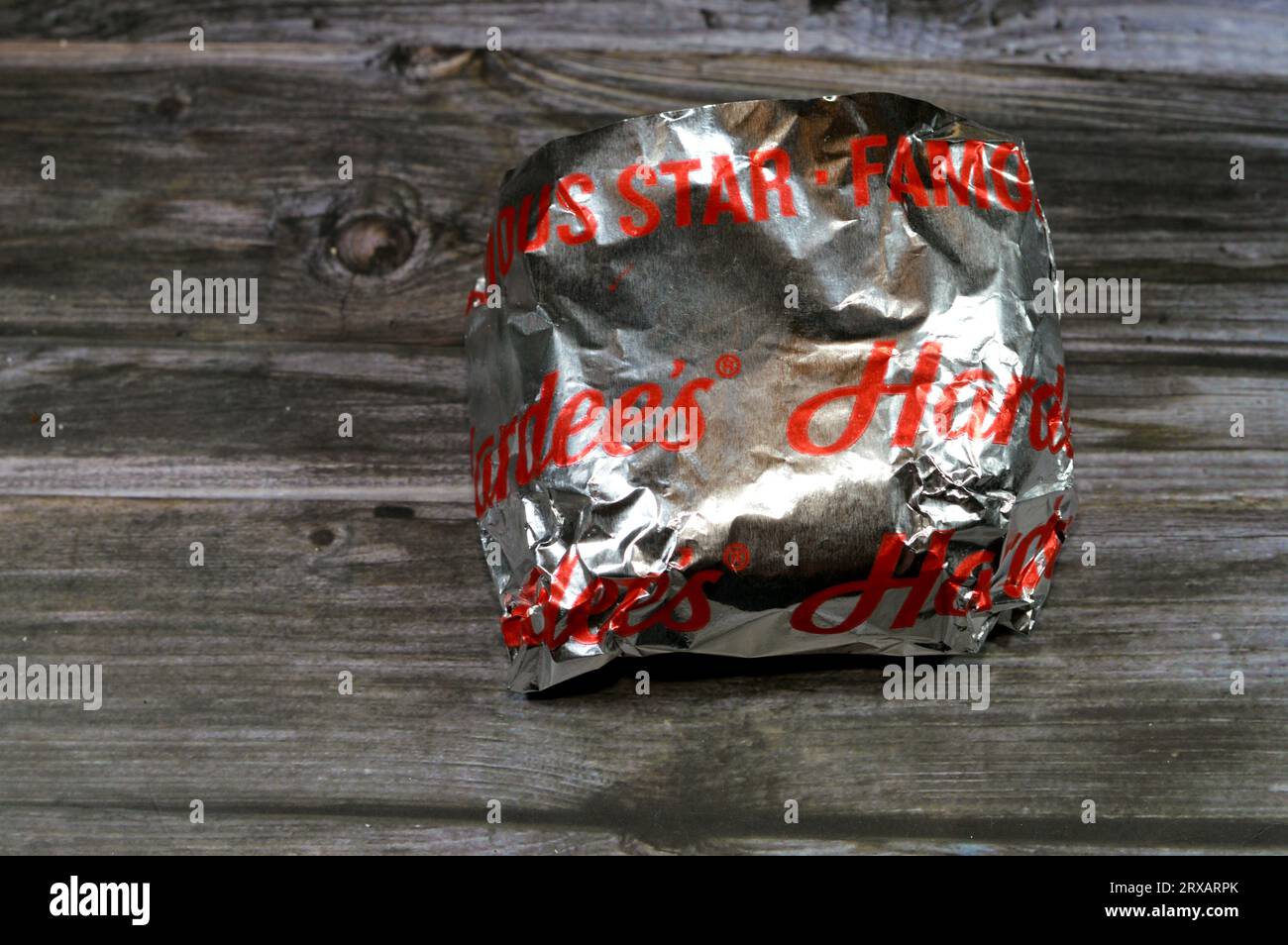 Cairo, Egypt, September 11 2023: Food delivery package of fast junk ...