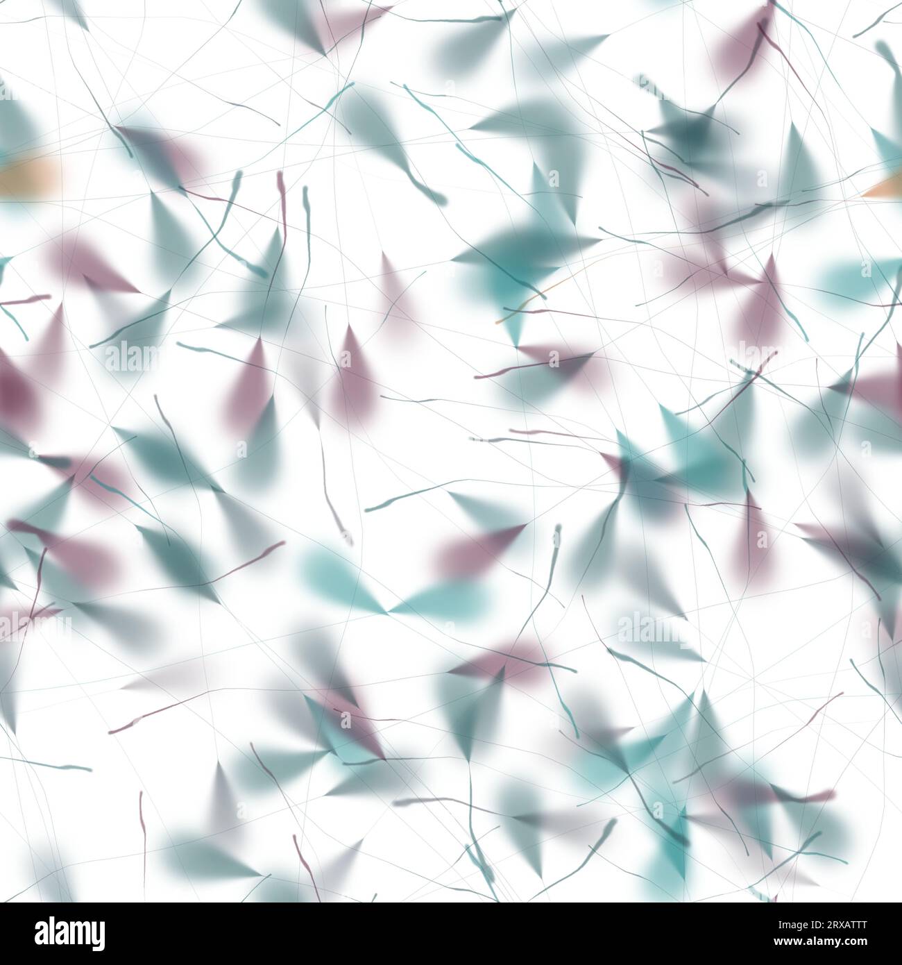 Big blurred random brush strokes with long thin tails. Blue, brown and ...