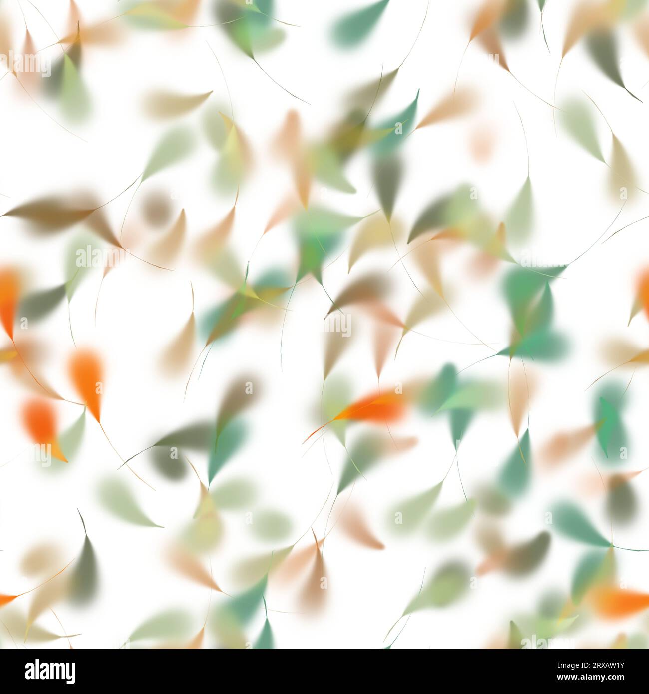 Big blurred random brush strokes with thin tails. Green, orange and ...