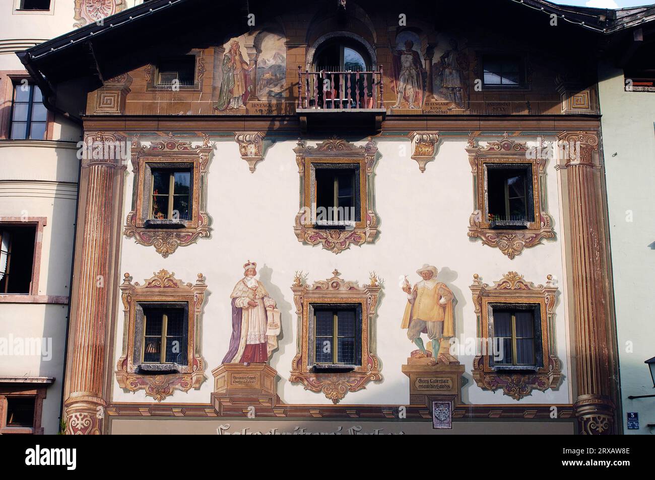 Woodcarving Huber, facade with mural painting, Berchtesgaden, Bavaria ...