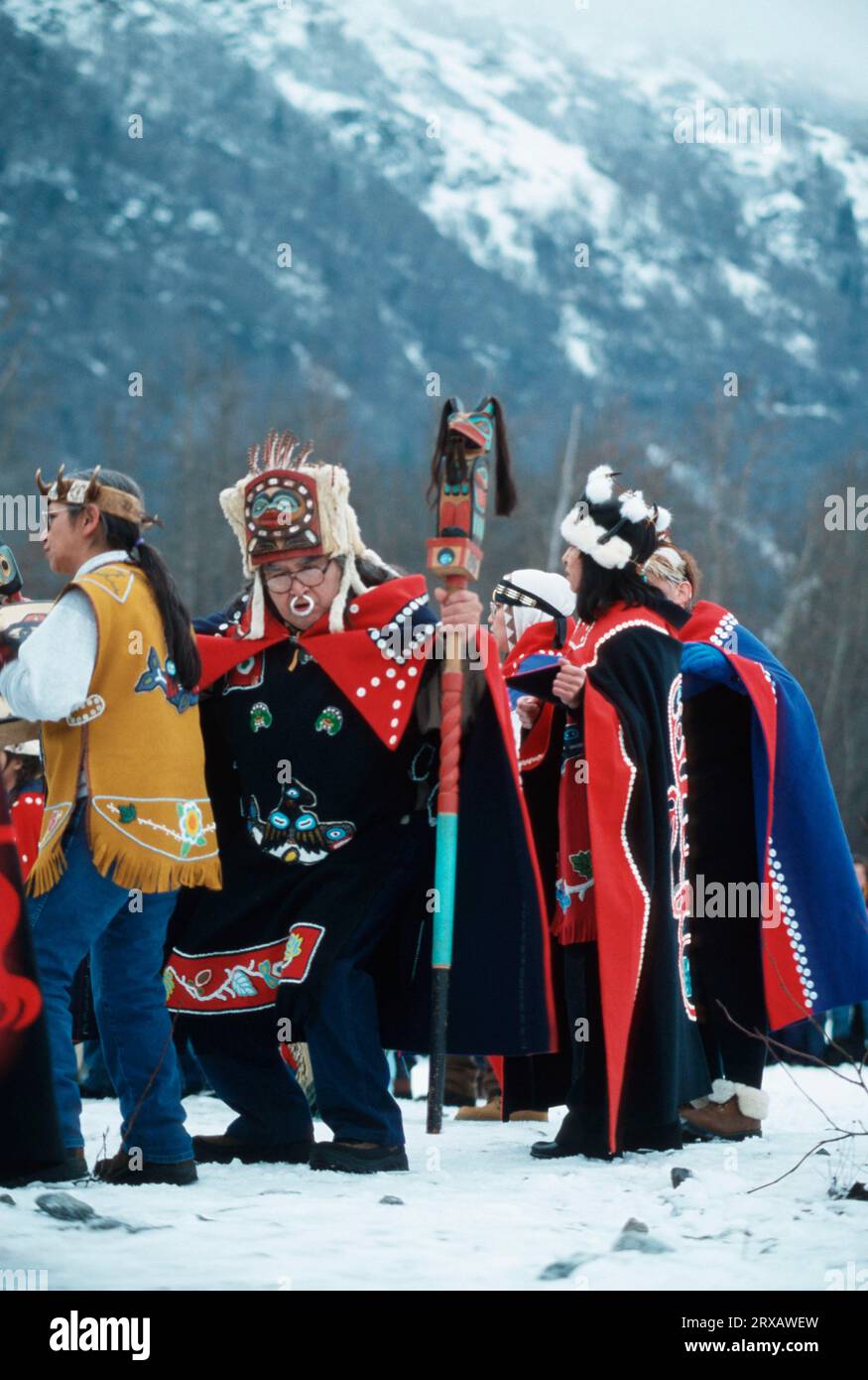 Indian festival in honour of the bald eagles, Tlingit Indians, Haines ...