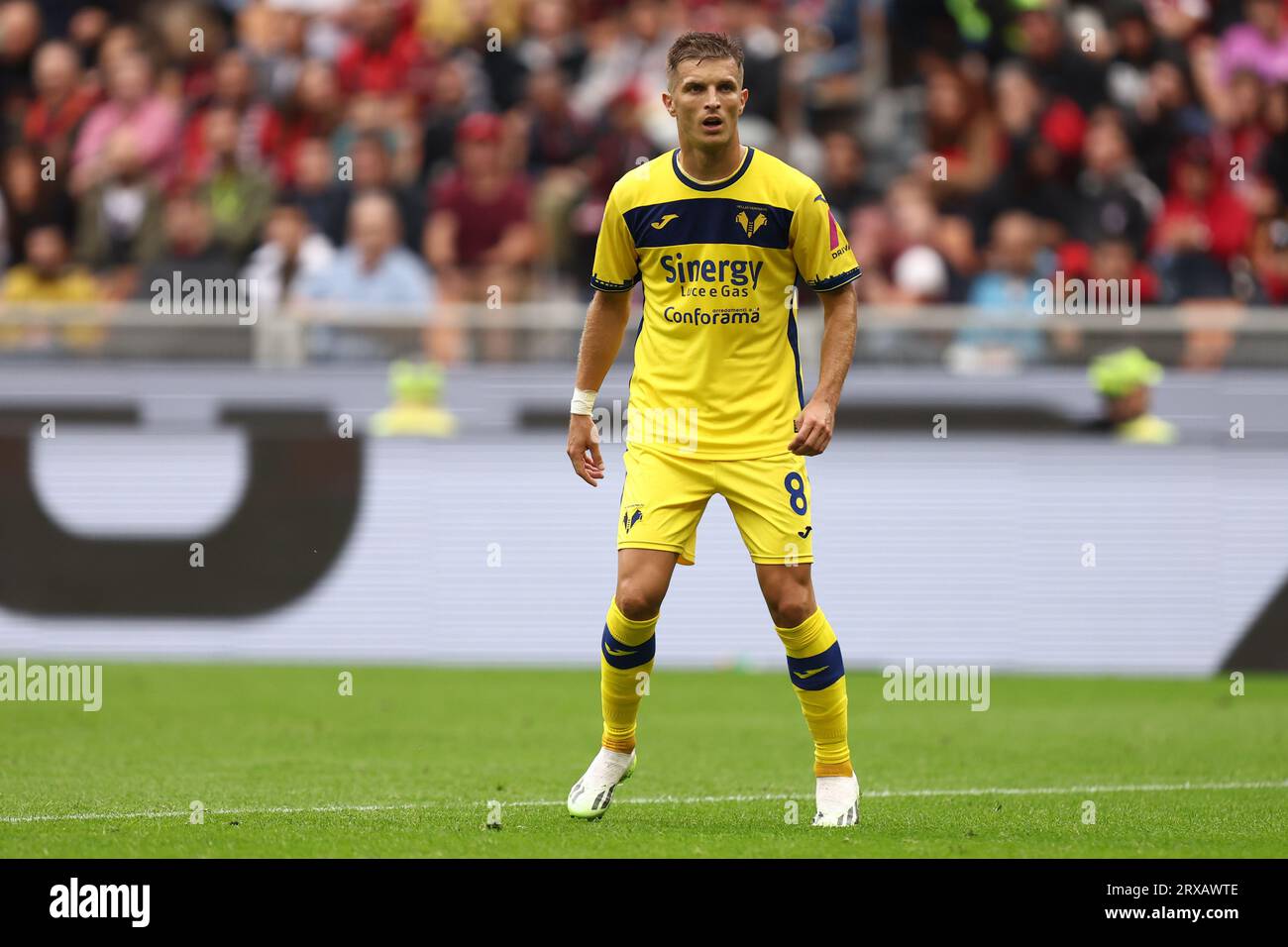 Darko Lazovic of Hellas Verona Fc looks on during the Serie A match ...