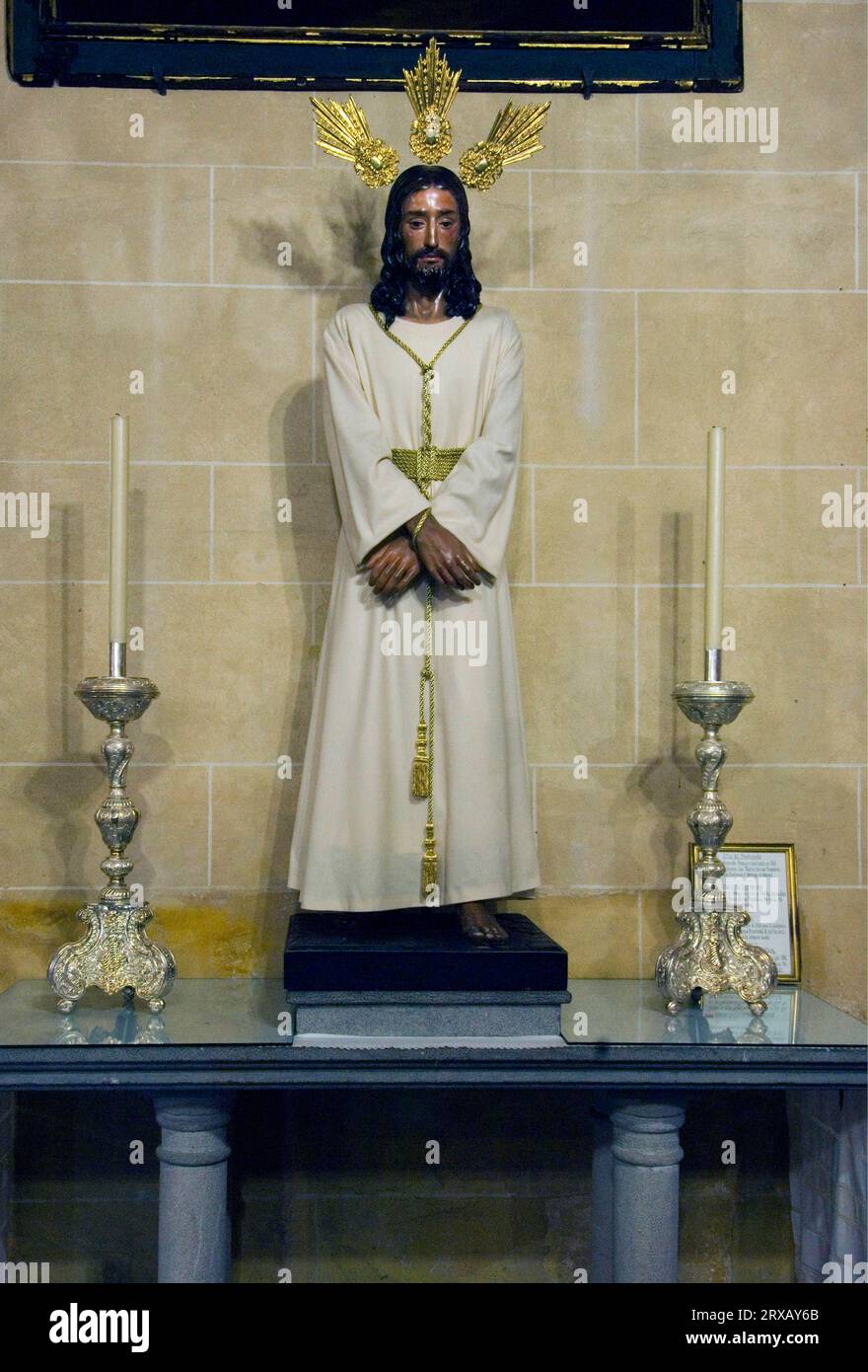Basilica of Santa Maria de la Asuncion, altar with Christ statue, Arcos ...
