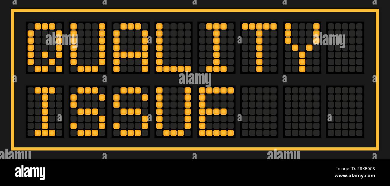 Orange color led banner in word quality issue on black background Stock ...