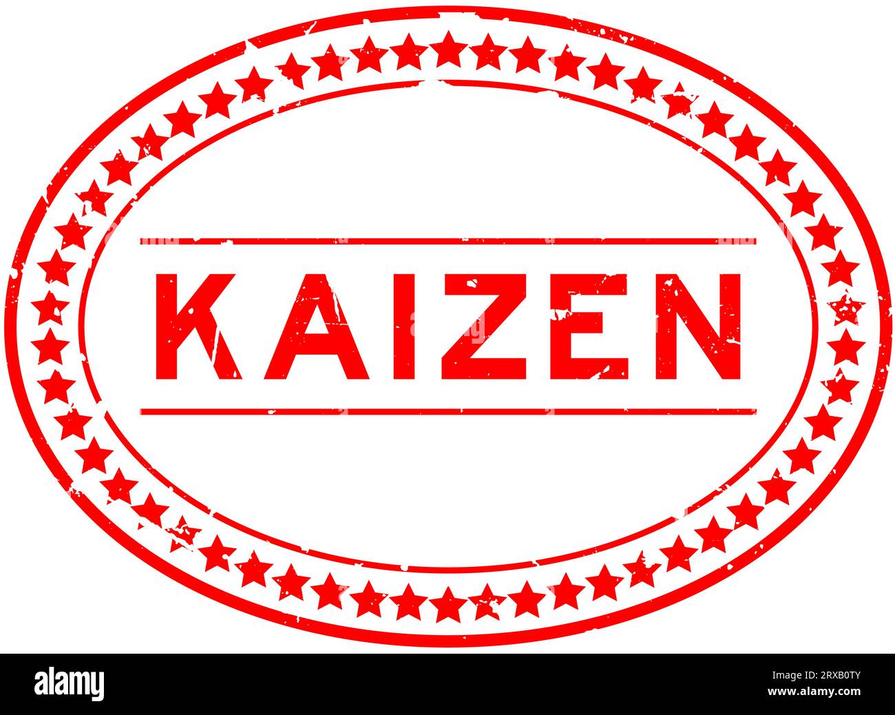 Grunge red kaizen word oval rubber seal stamp on white background Stock ...