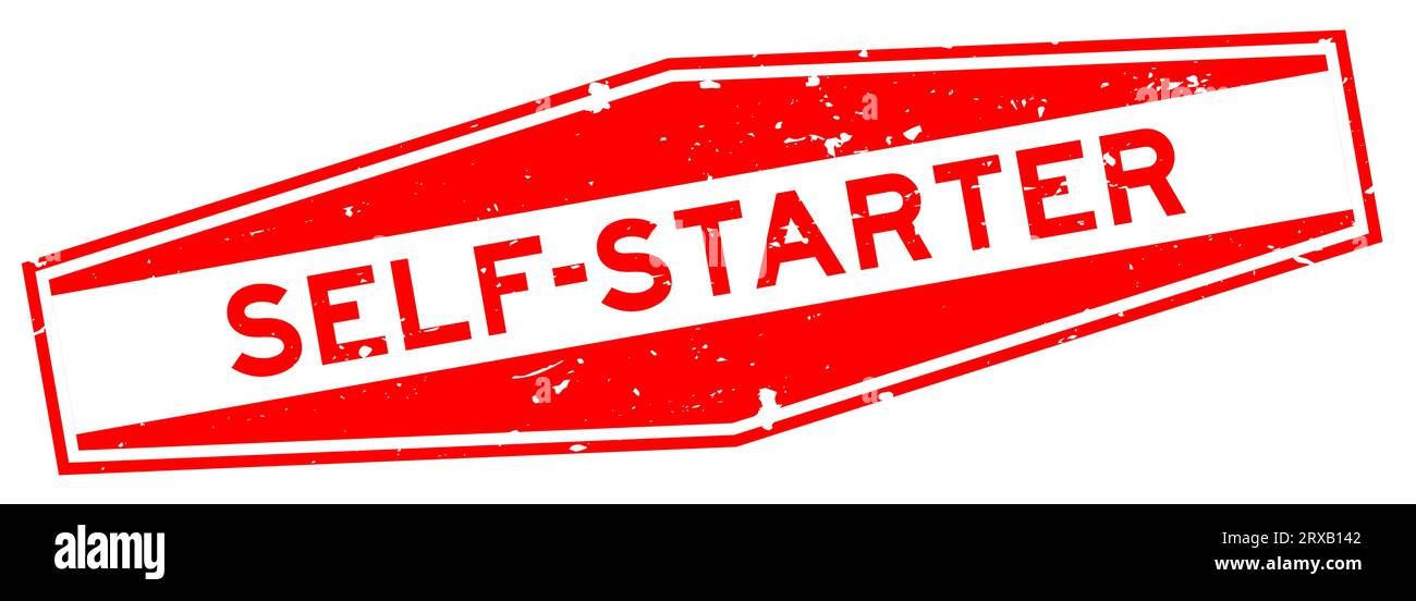 Grunge red self starter word hexagon rubber seal stamp on white background Stock Vector Image ...