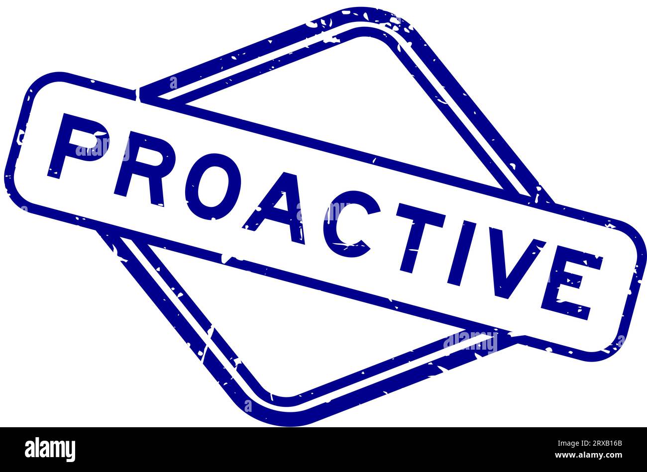 Grunge blue proactive word rubber seal stamp on white background Stock ...