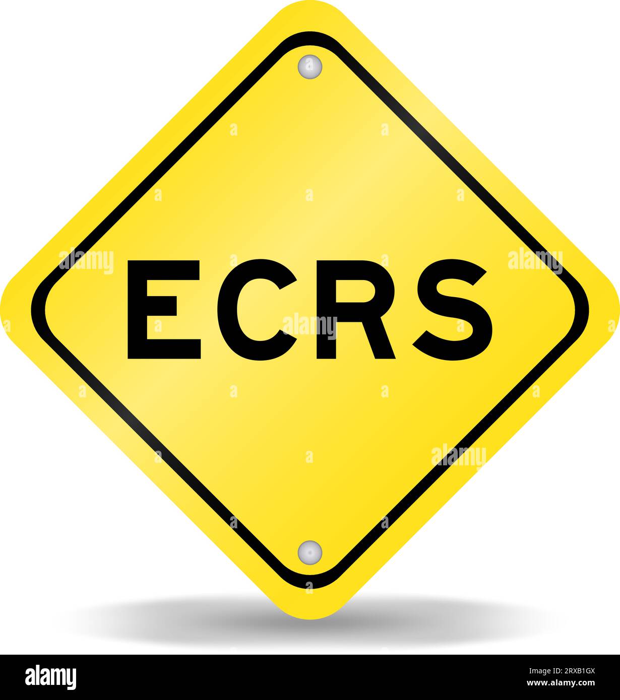 Yellow color transportation sign with word ECRS (Abbreviation of ... Yellow color transportation sign with word ECRS (Abbreviation of ...