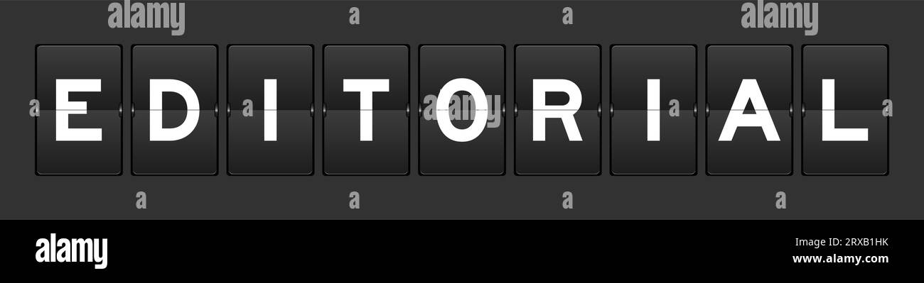 Black color analog flip board with word editorial on gray background ...