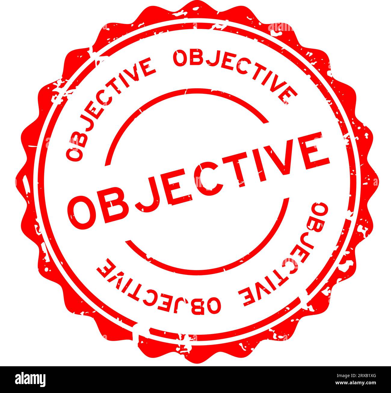 Grunge red objective word round rubber seal stamp on white background ...