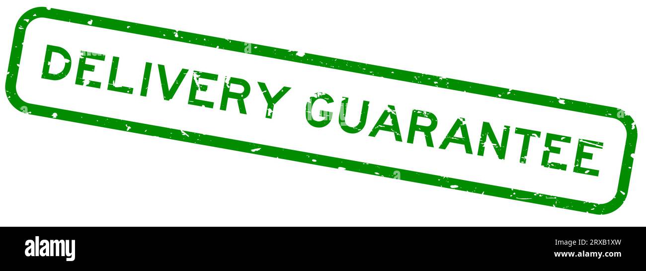 Grunge green delivery guarantee word square rubber seal stamp on white background Stock Vector ...