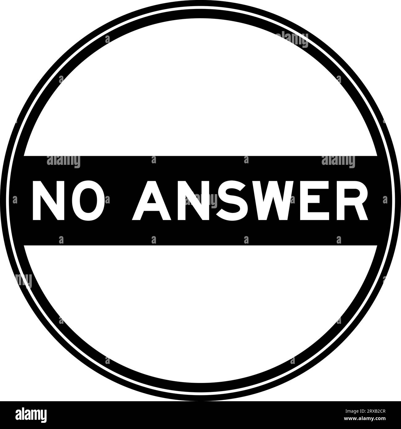 Black color round seal sticker in word no answer on white background ...