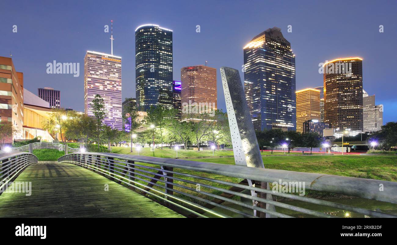 Houston Texas Skyline with modern skyscrapers and blue sky view from ...