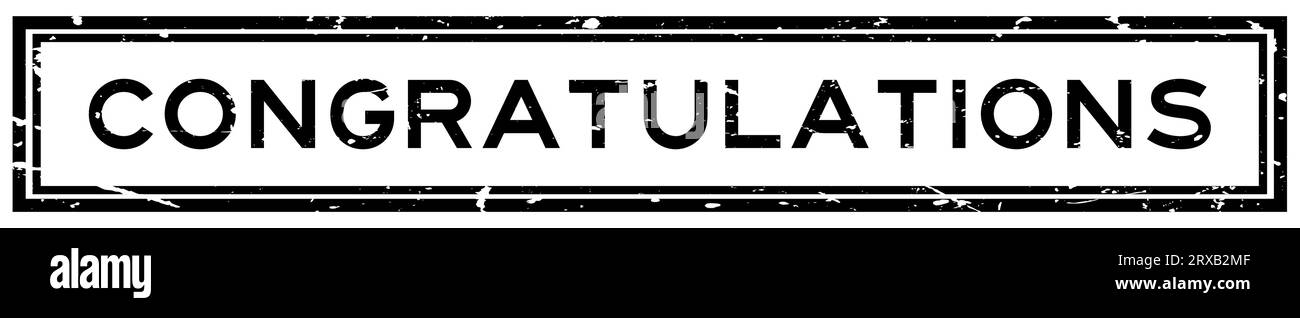 Grunge black congratulations word square rubber stamp in white ...
