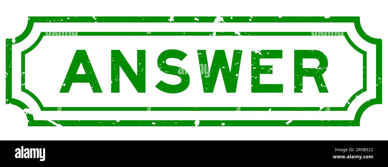 Grunge green answer word rubber seal stamp on white background Stock ...