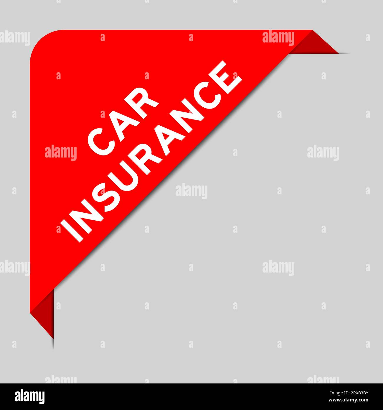 Red color of corner label banner with word car insurance on gray ...