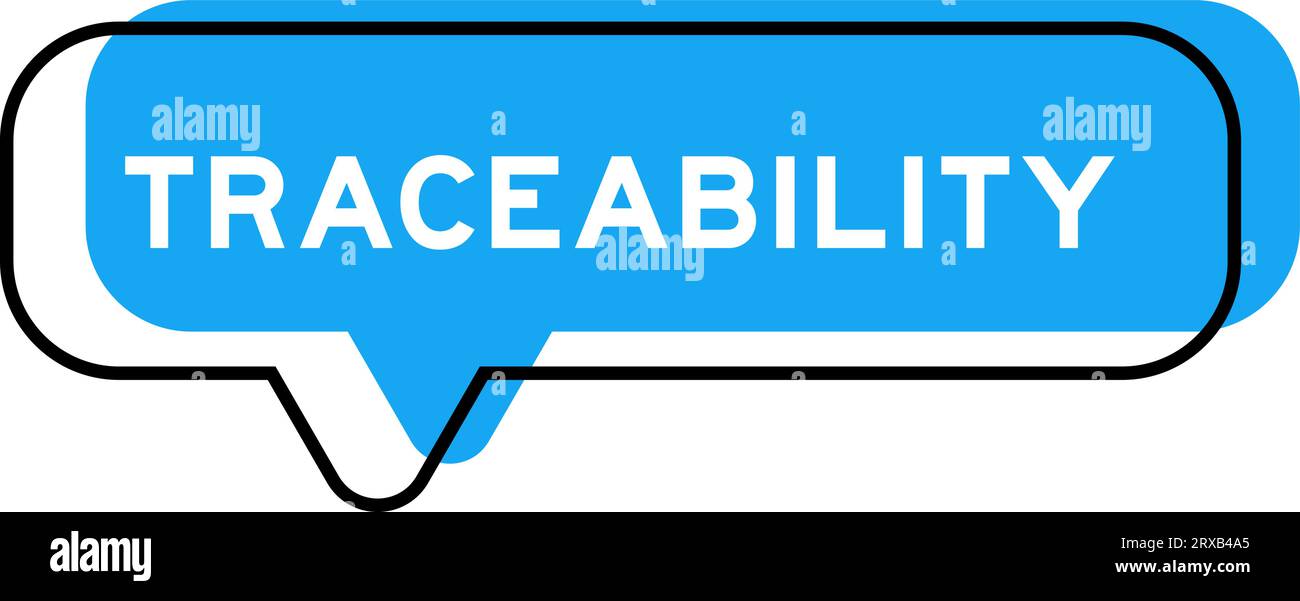 Speech banner and blue shade with word traceability on white background ...