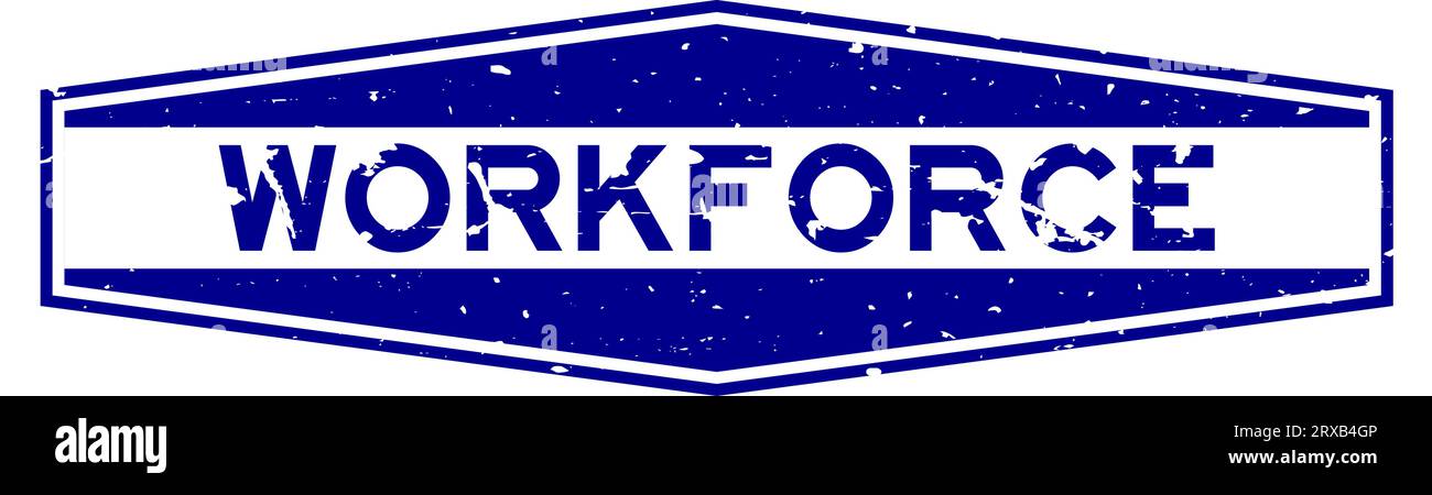 Grunge blue workforce word hexagon rubber seal stamp on white background Stock Vector Image ...