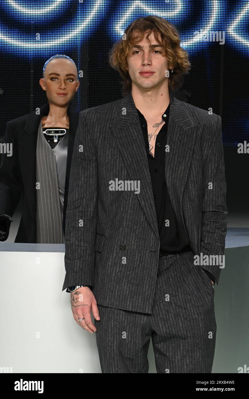 Milan, Italy. 22nd Sep, 2023. Vinnie Hacker attends Boss Fashion Show ...