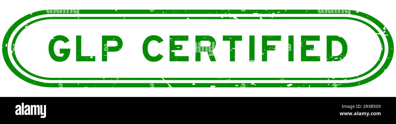 Grunge green GLP (Abbreviation of Good laboratory practice) certified ...
