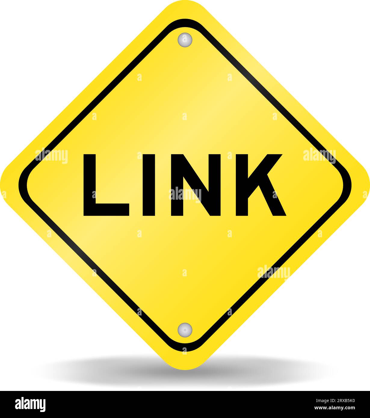 Yellow color transportation sign with word link on white background ...