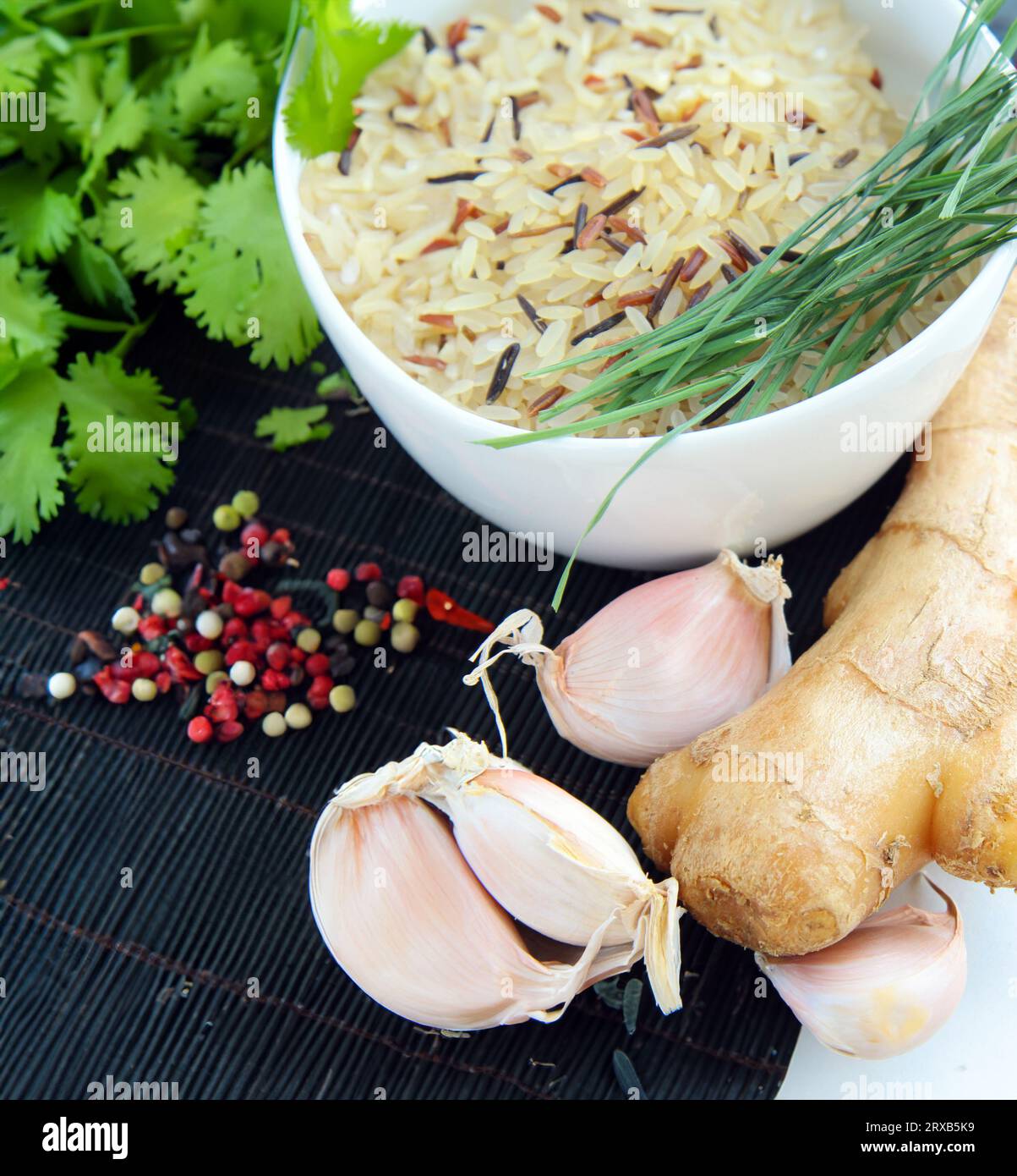 asian food with rice and spices Stock Photo - Alamy