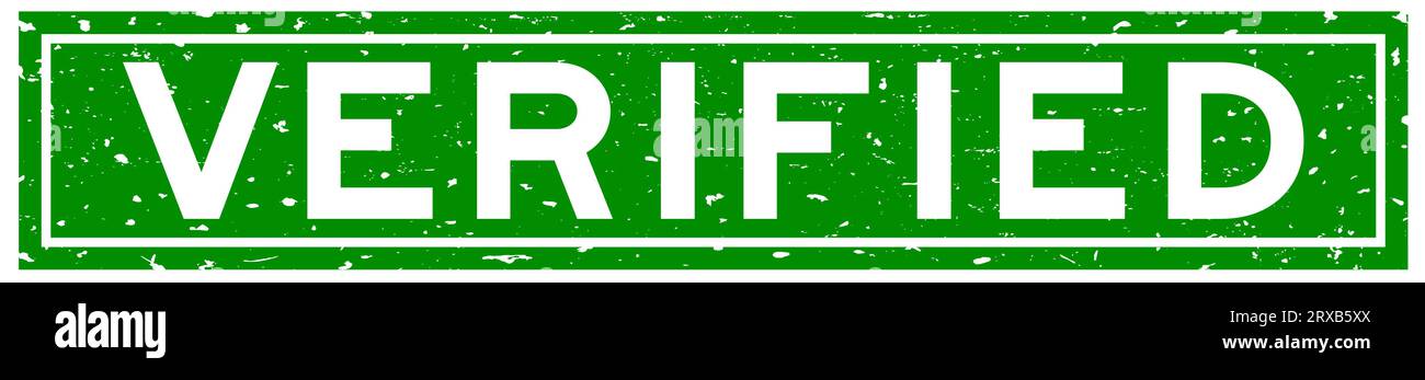 Grunge green verified word square rubber seal stamp on white background ...